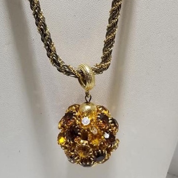Vintage | Jewelry | Vintage Rhinestone Ball Wrapped Chain Necklace ...